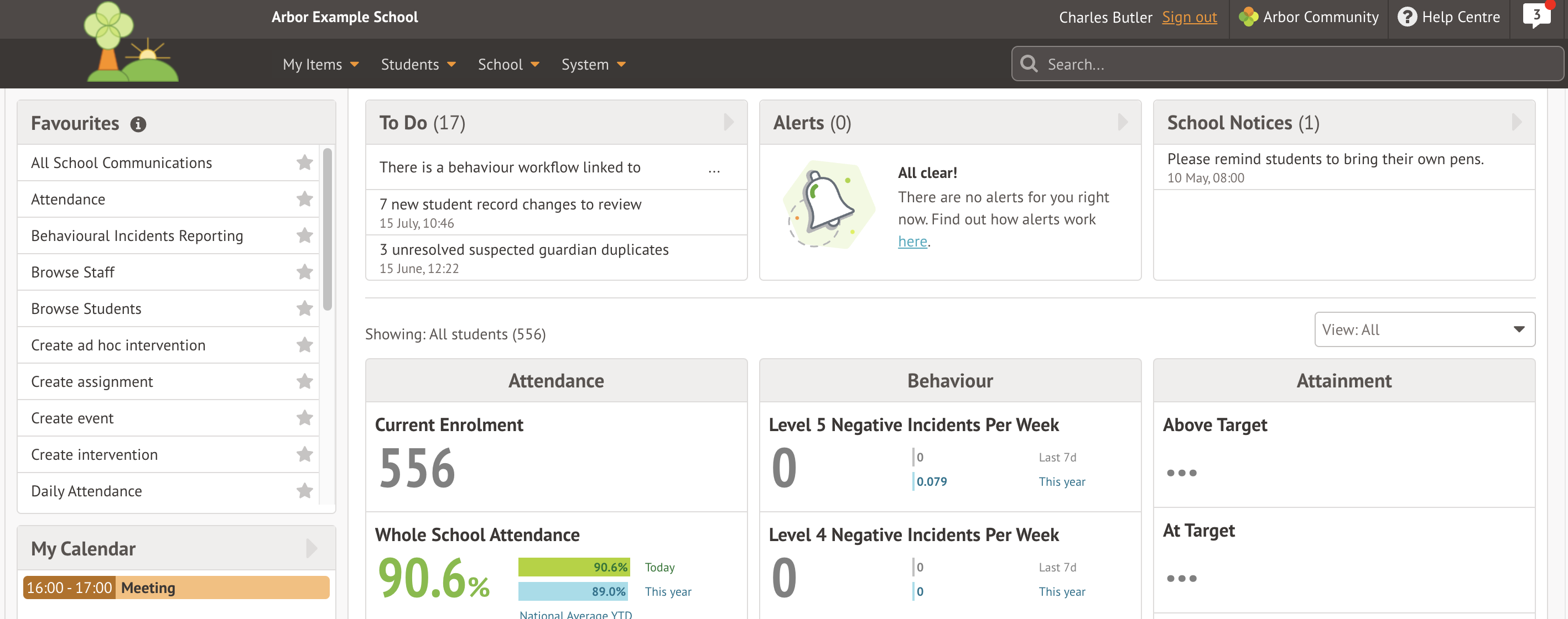 My Homepage - your personalised Arbor dashboard – Arbor Help Centre