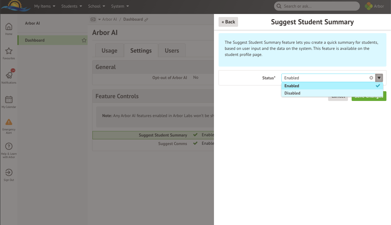 Managing Arbor AI – Arbor Help Centre