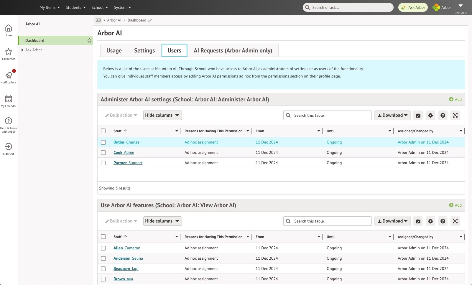 Managing Arbor AI – Arbor Help Centre