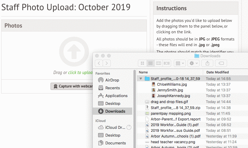 Uploading and downloading photos – Arbor Help Centre