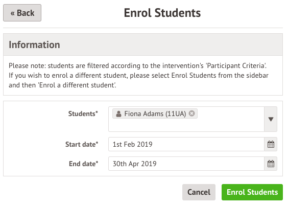 Setting up an Intervention, editing it and enrolling students – Arbor ...