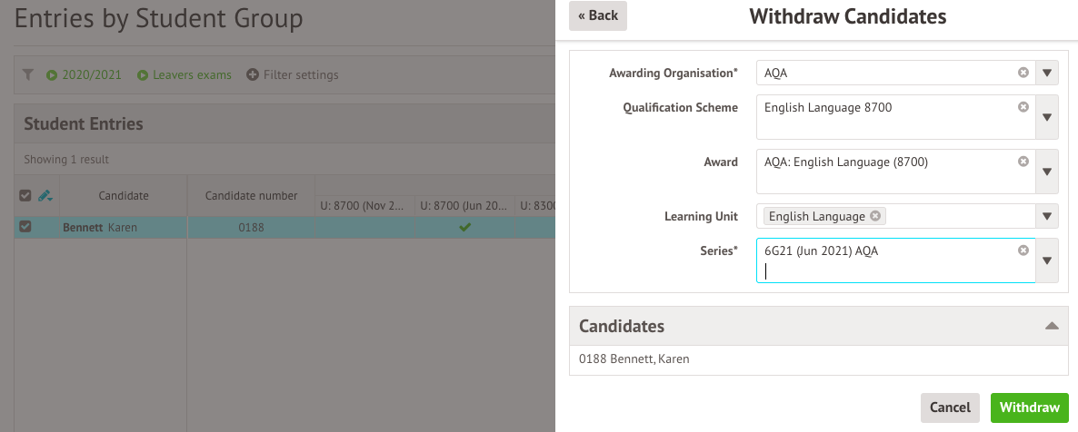 Withdrawing Candidates from EDI Qualifications – Arbor Help Centre