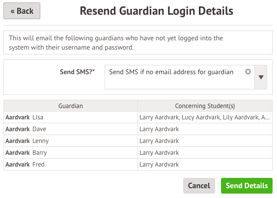 Sending and resending login details to Guardians – Arbor Education