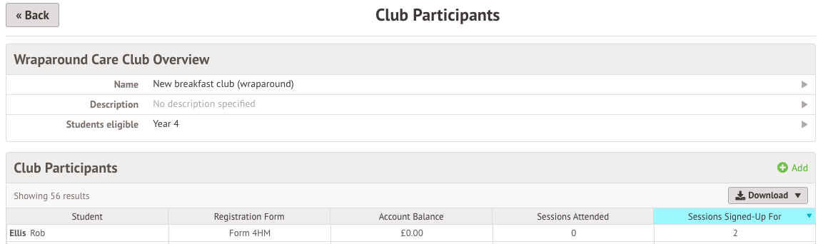 Manually signing students up to a breakfast or after-school club ...