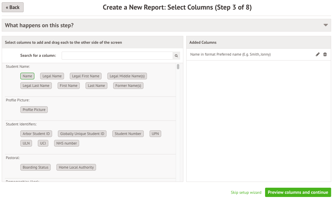 I can't select students who have left to enter them into exams or ...