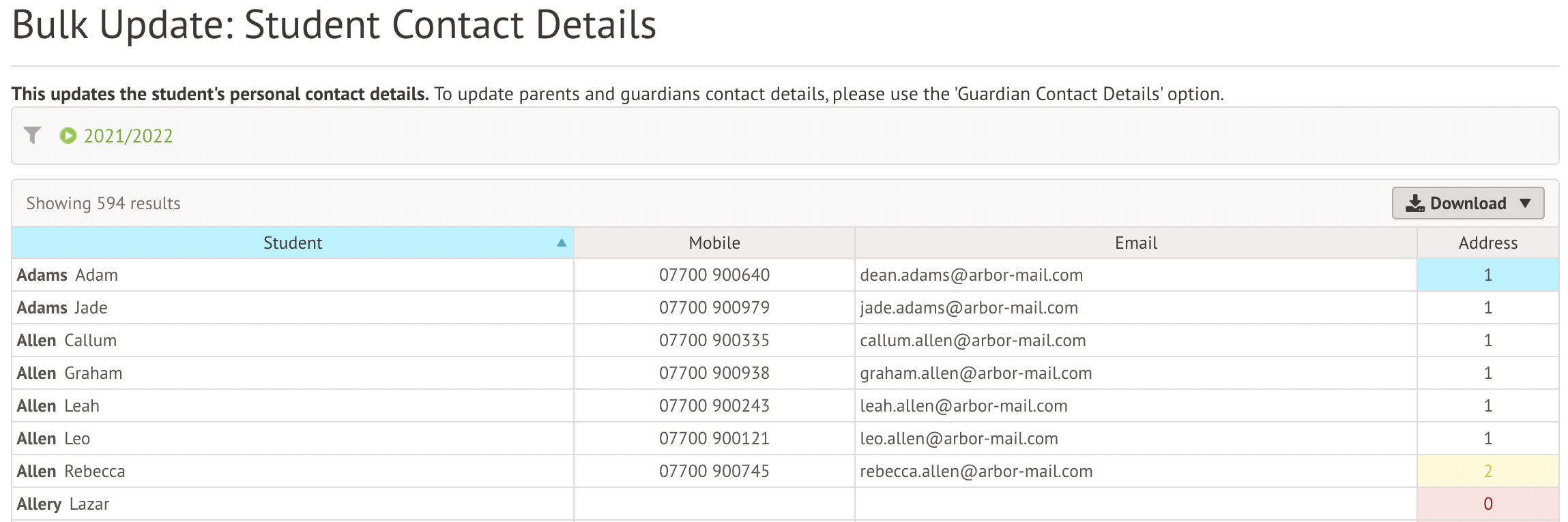 Add, edit and delete student and guardian postal addresses – Arbor Help ...