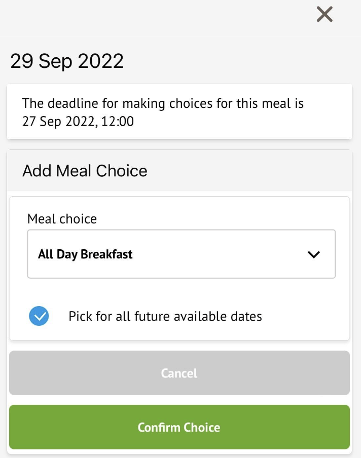 Meal Menu choices on the Parent Portal or Parent App – Arbor Help Centre