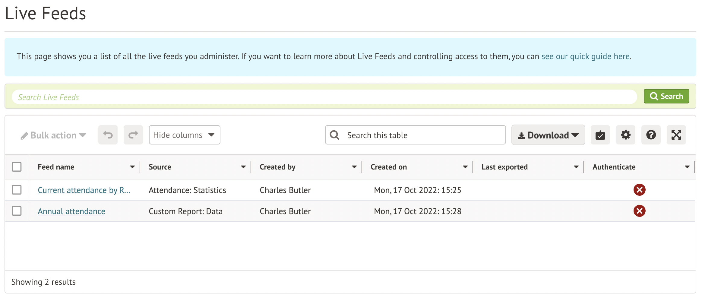 Using Live Feeds to export data out of Arbor – Arbor Help Centre