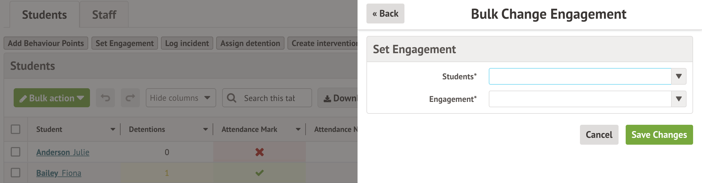 Lesson Engagement scoring – Arbor Help Centre