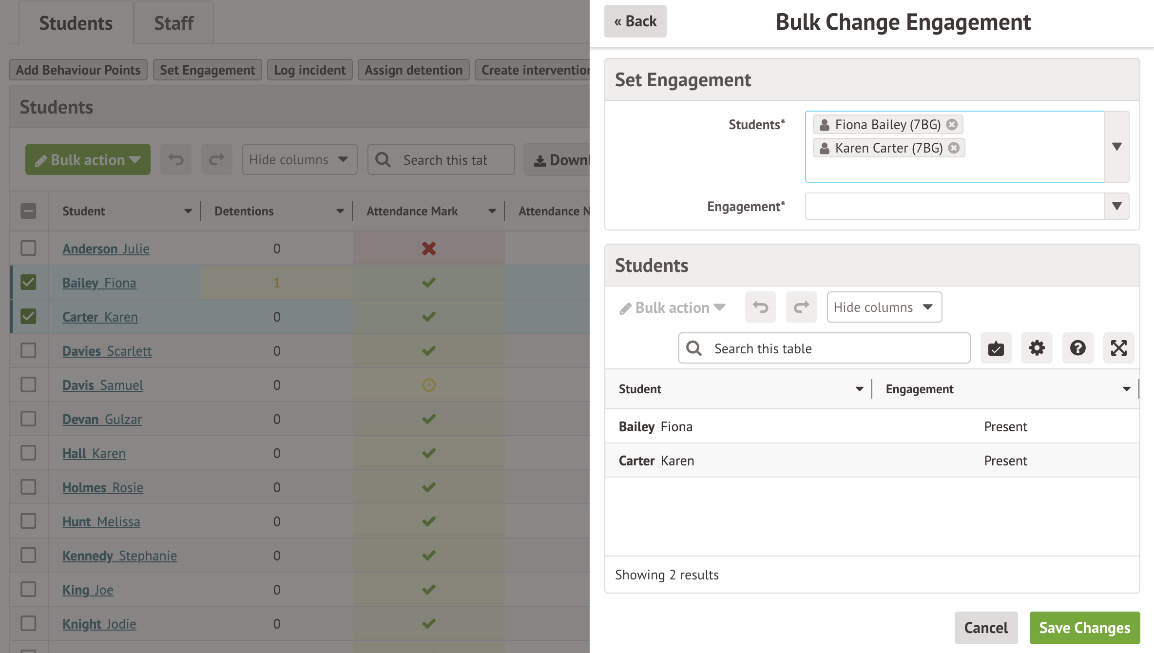 Lesson Engagement scoring – Arbor Help Centre
