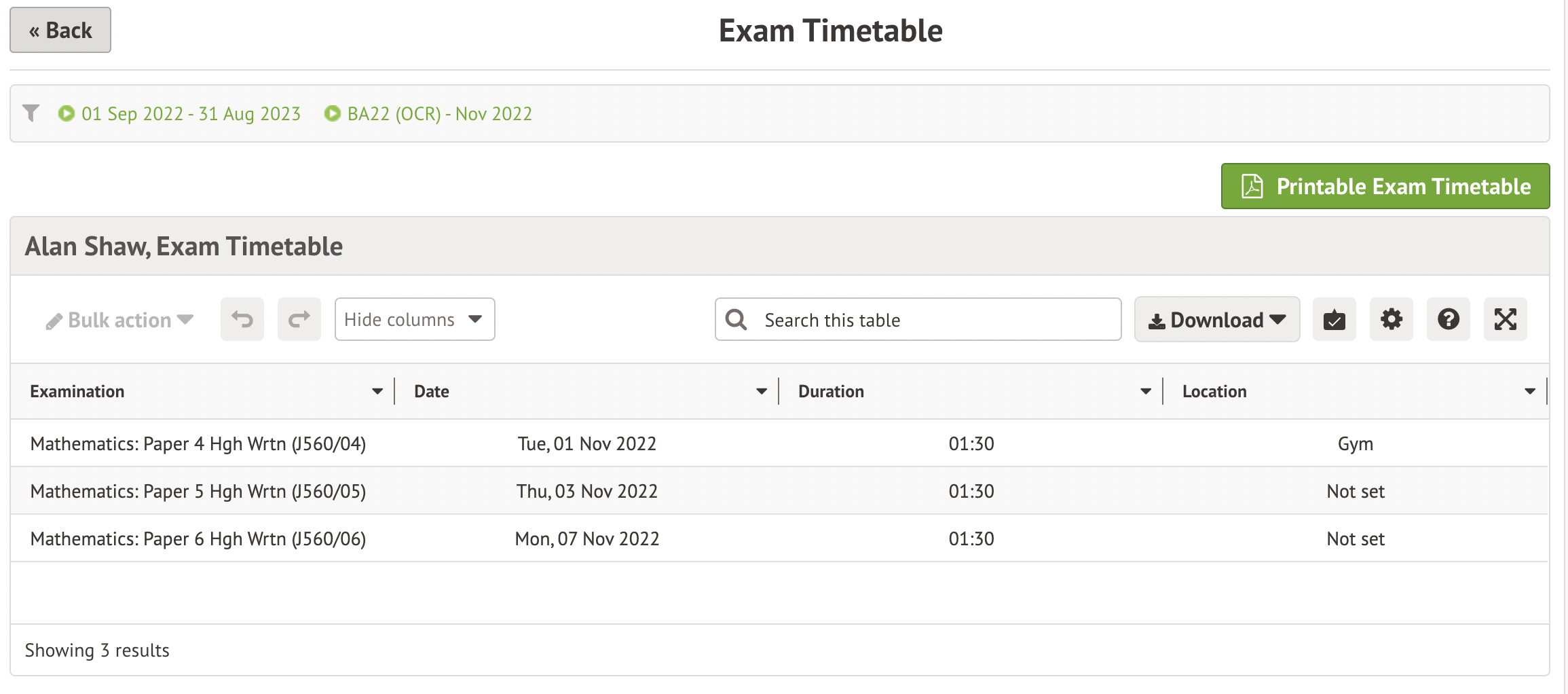 Creating, printing and sharing candidate exam timetables – Arbor Help ...