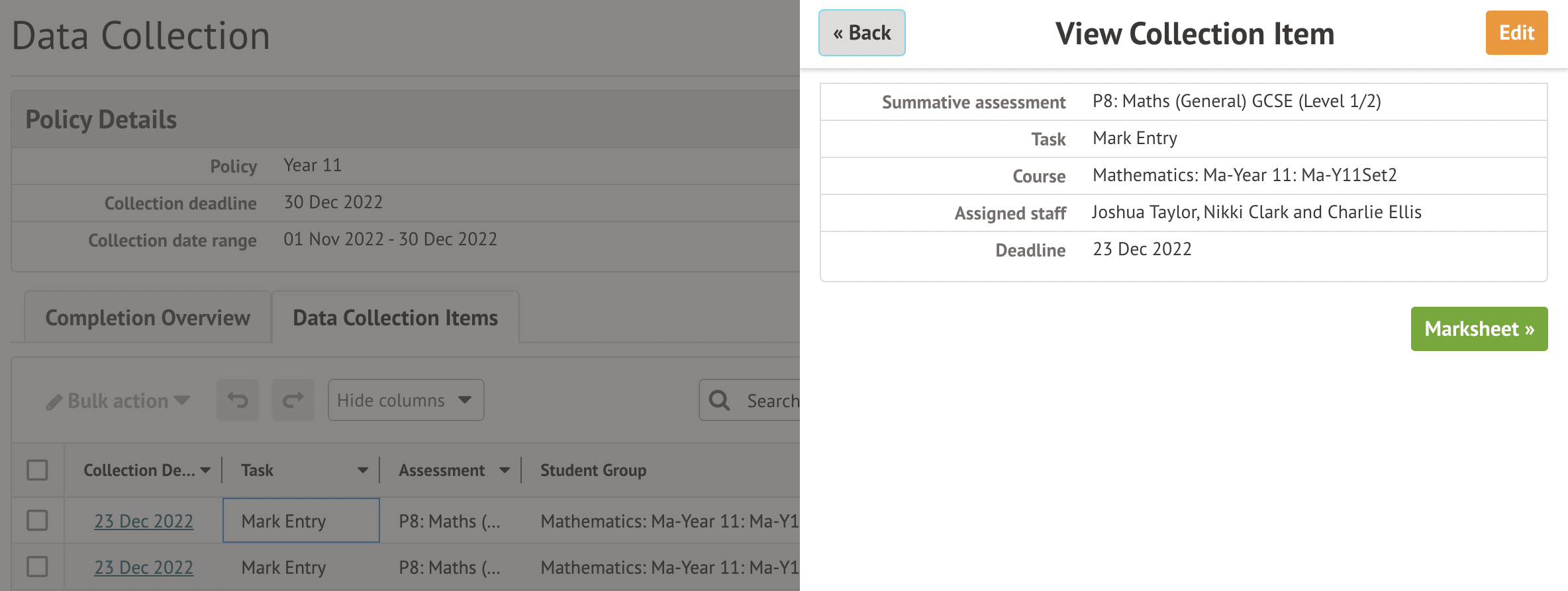 Manage data drops using Data Collection Policies – Arbor Help Centre