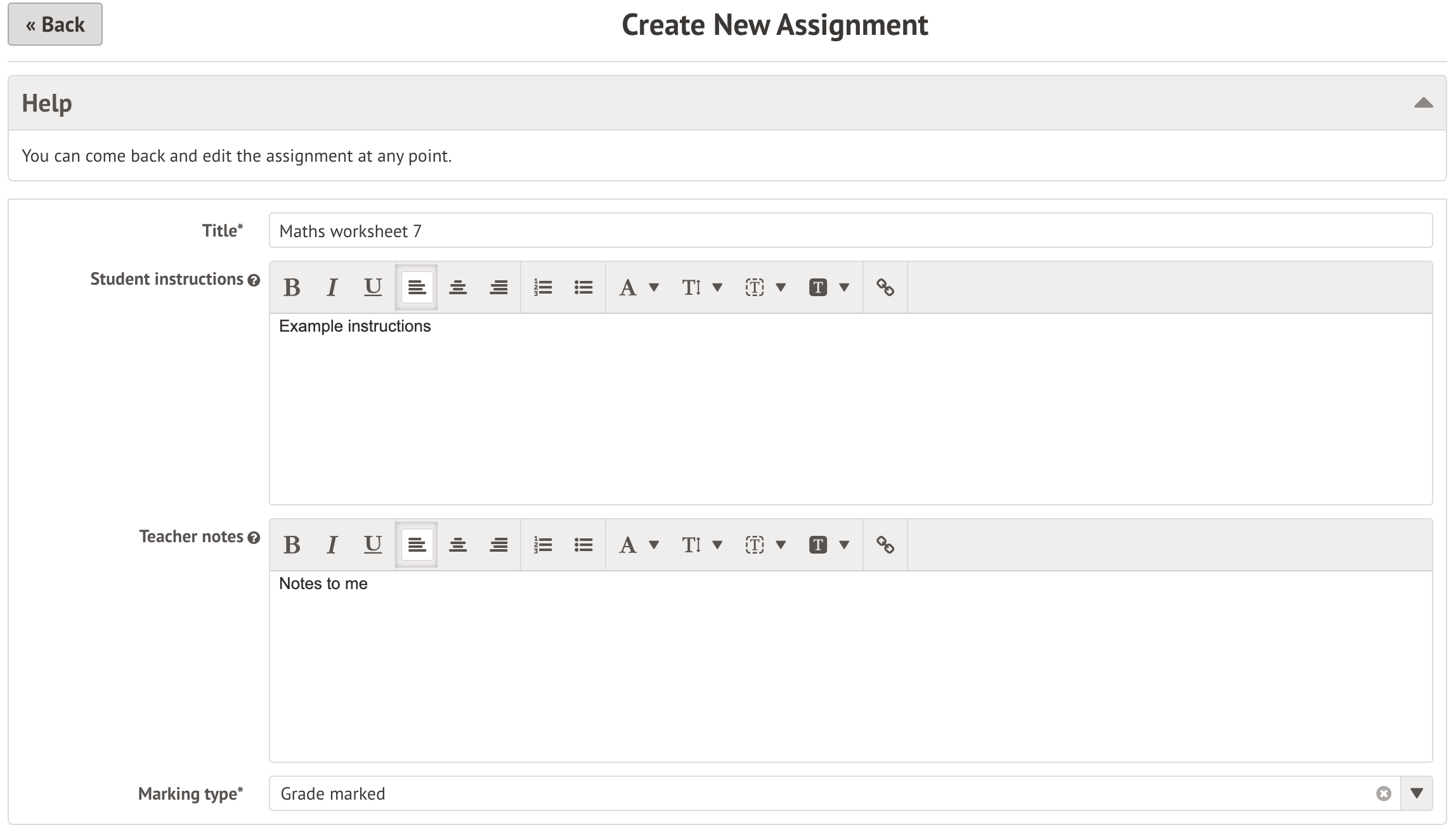 Creating an assignment – Arbor Help Centre