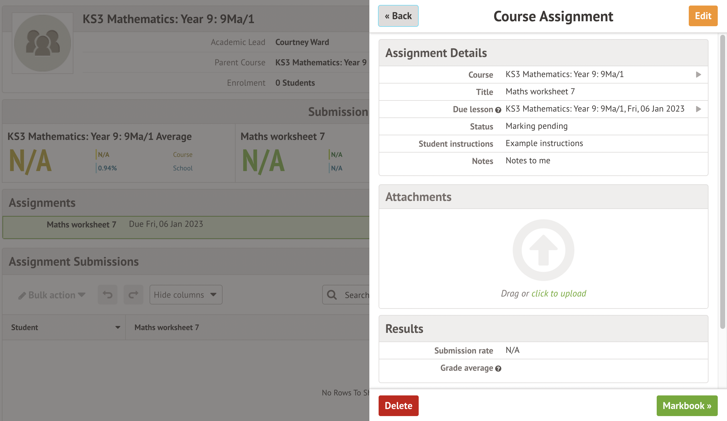 Creating an assignment – Arbor Help Centre