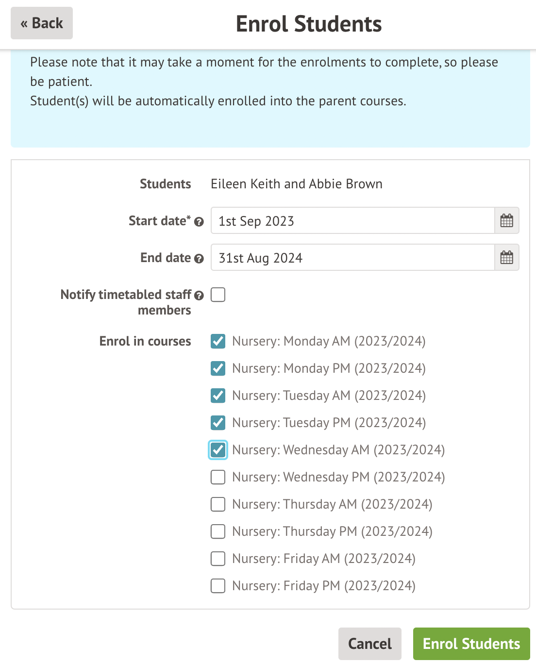 New School Year Setup - Scheduling your Nursery registers – Arbor Help ...